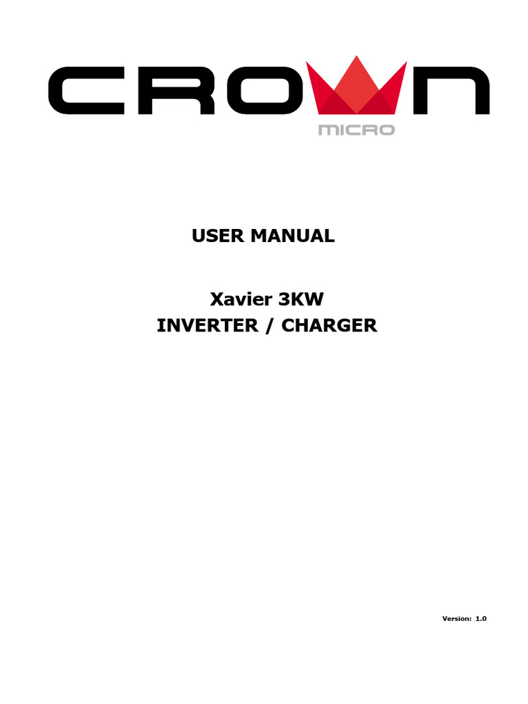 Xavier 3KW Inverter User Manual | PDF | Power Inverter | Battery Charger