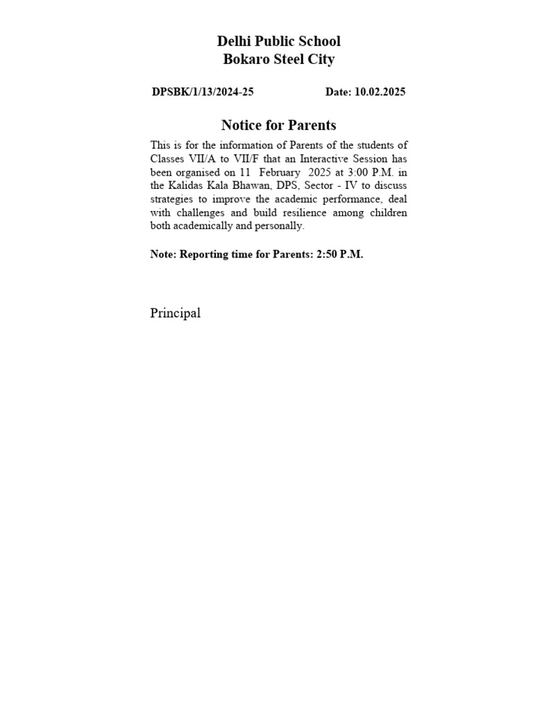 Notice For Classes VII A To VII F | PDF