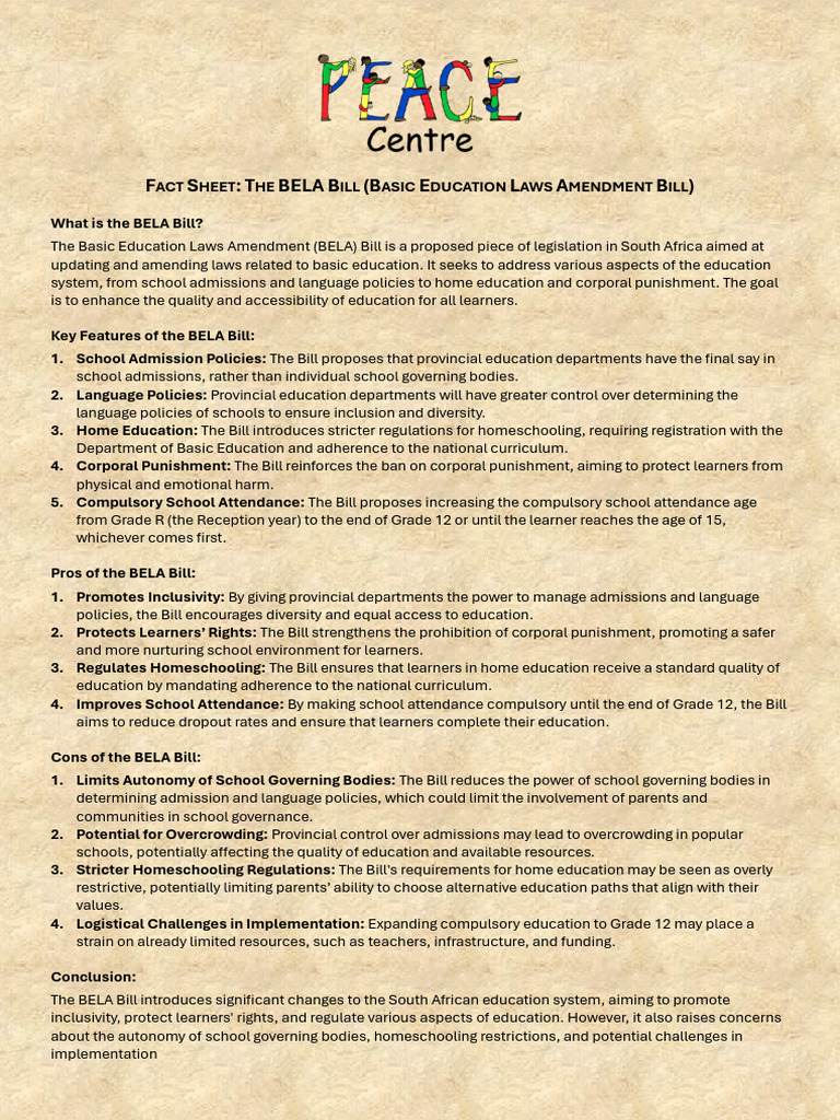 Summary of the BELA Bill | PDF