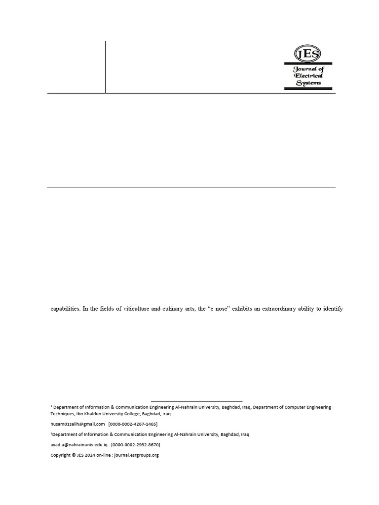 Odors Detection and Recognition Based | PDF | Principal Component ...