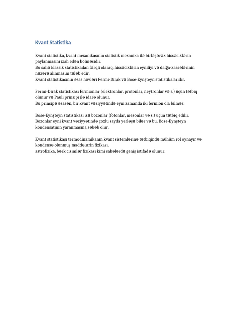 Kvant Statistika | PDF