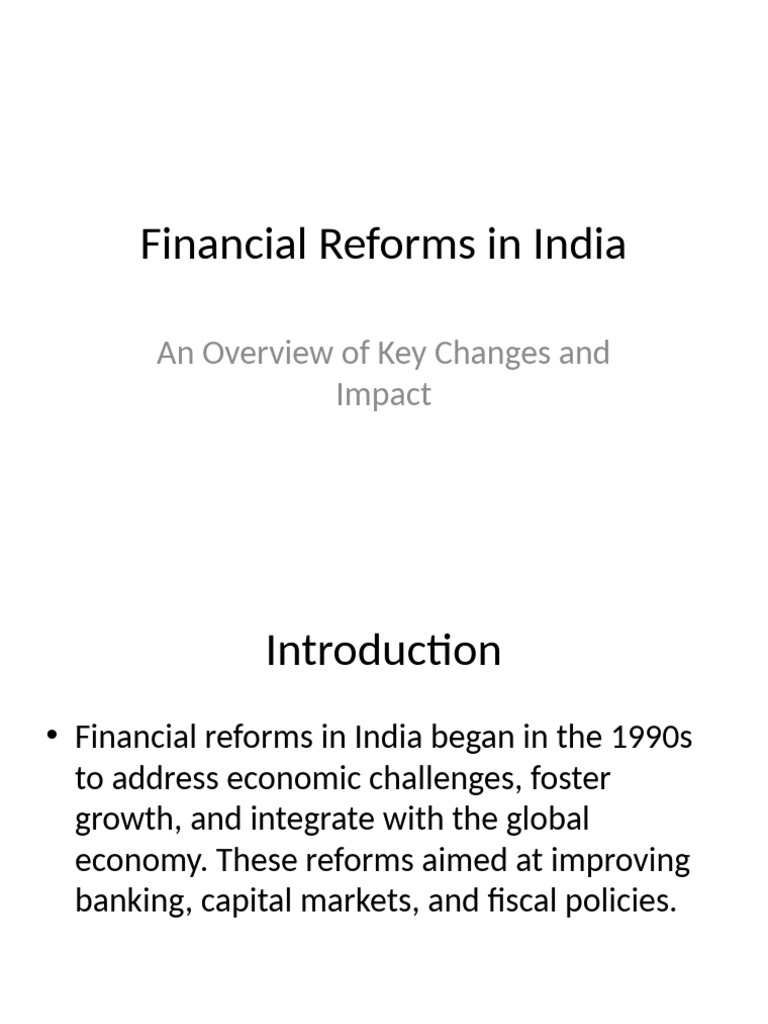Financial Reforms in India | PDF