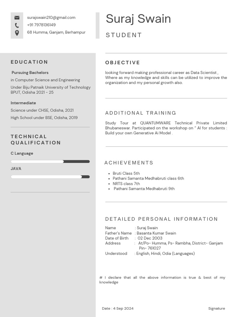 Suraj Swain - Aspiring Data Scientist | PDF