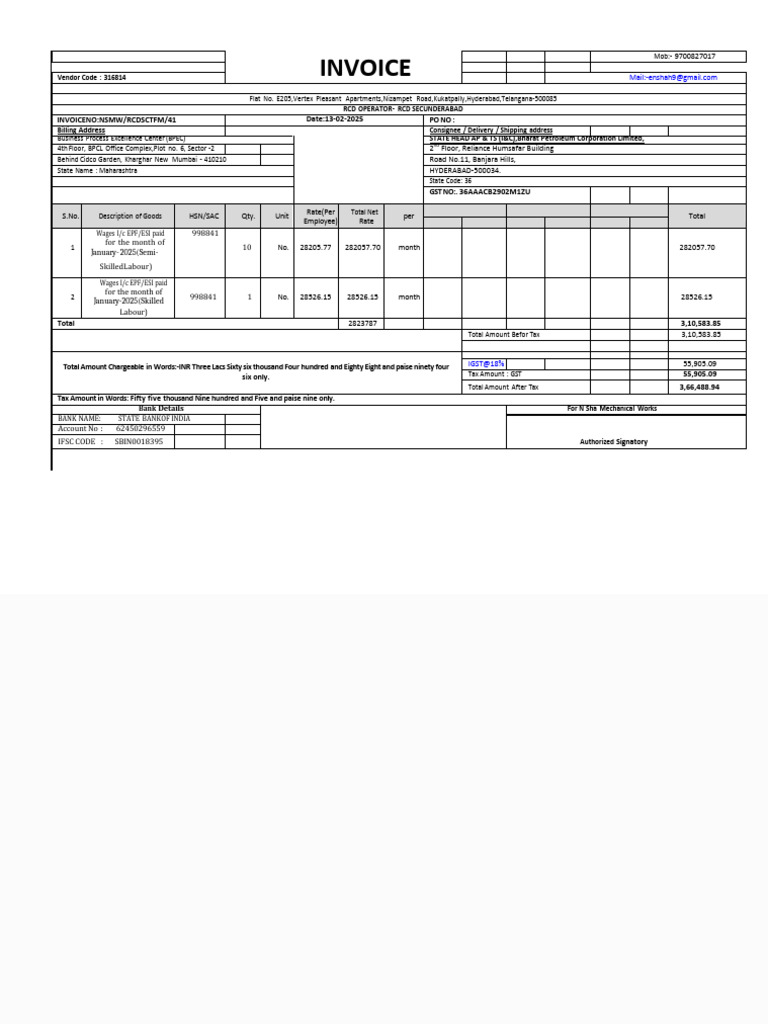RCD SC TFM Bill 41 Staff Wages January 2025 | PDF | Government Finances | Taxes