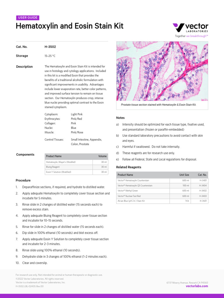 UserGuide - LBL02405 H&E Kits | PDF | Staining | Anatomy