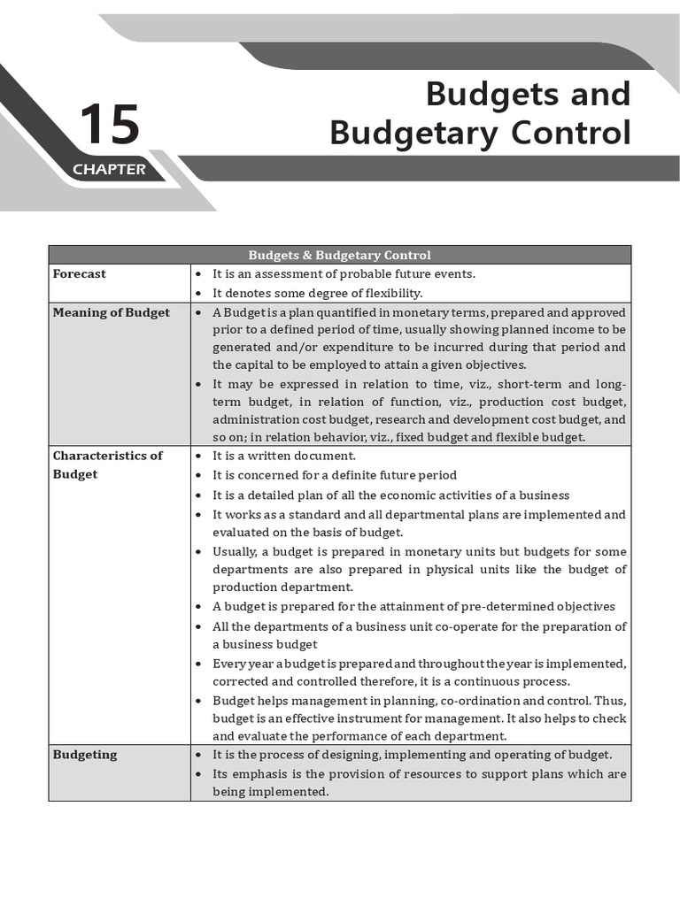 Budget & Budgetary Control | PDF | Budget | Inventory