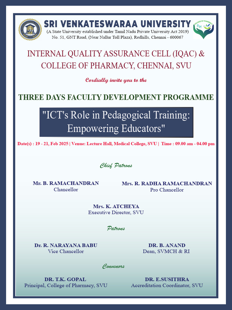 Ict's Role in Pedagogical Training_invitation & Ps | PDF