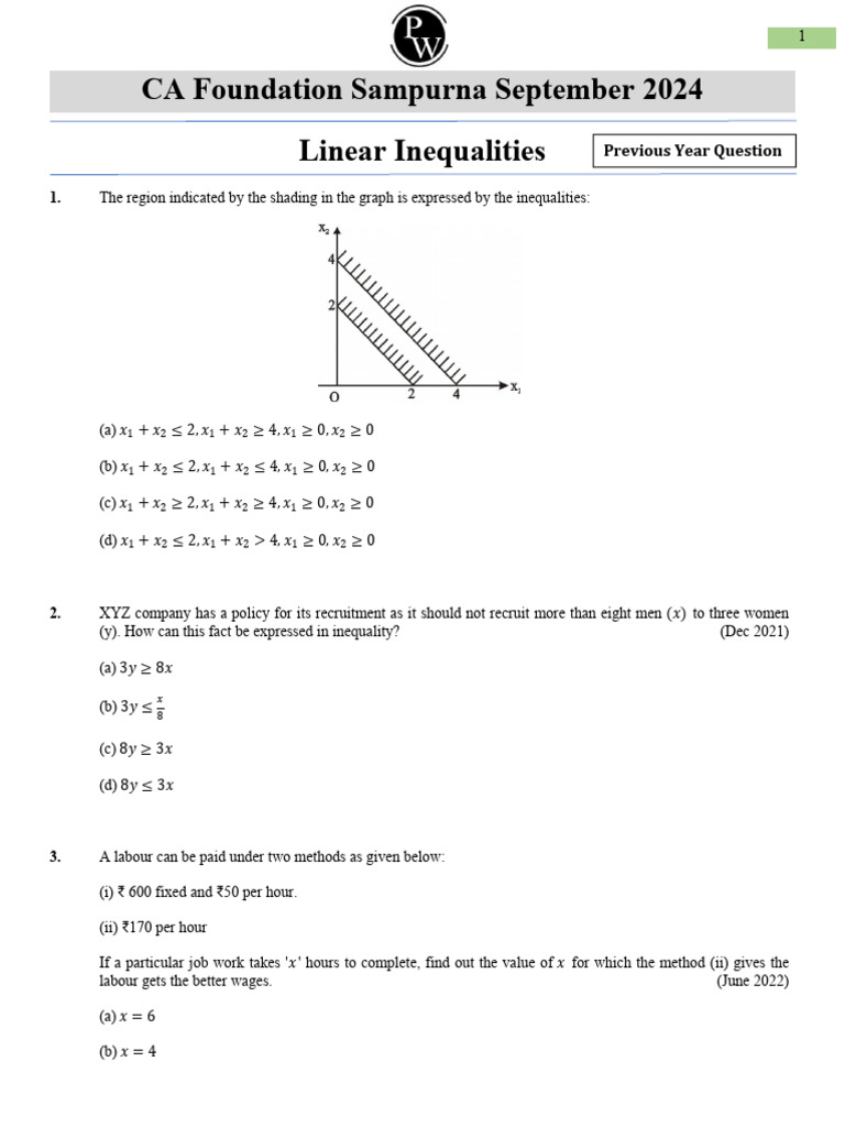 CH 3 Linear Inequalities | PDF | Inequality (Mathematics) | Economies