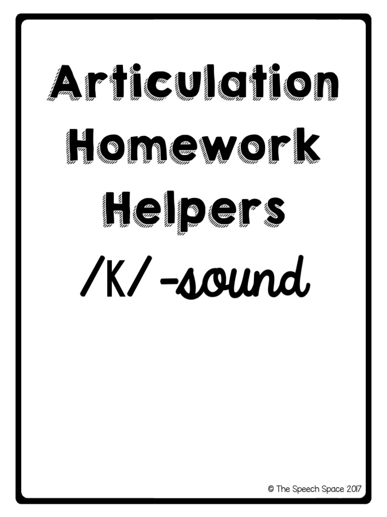 /k/ Sound Articulation Homework Activities | PDF