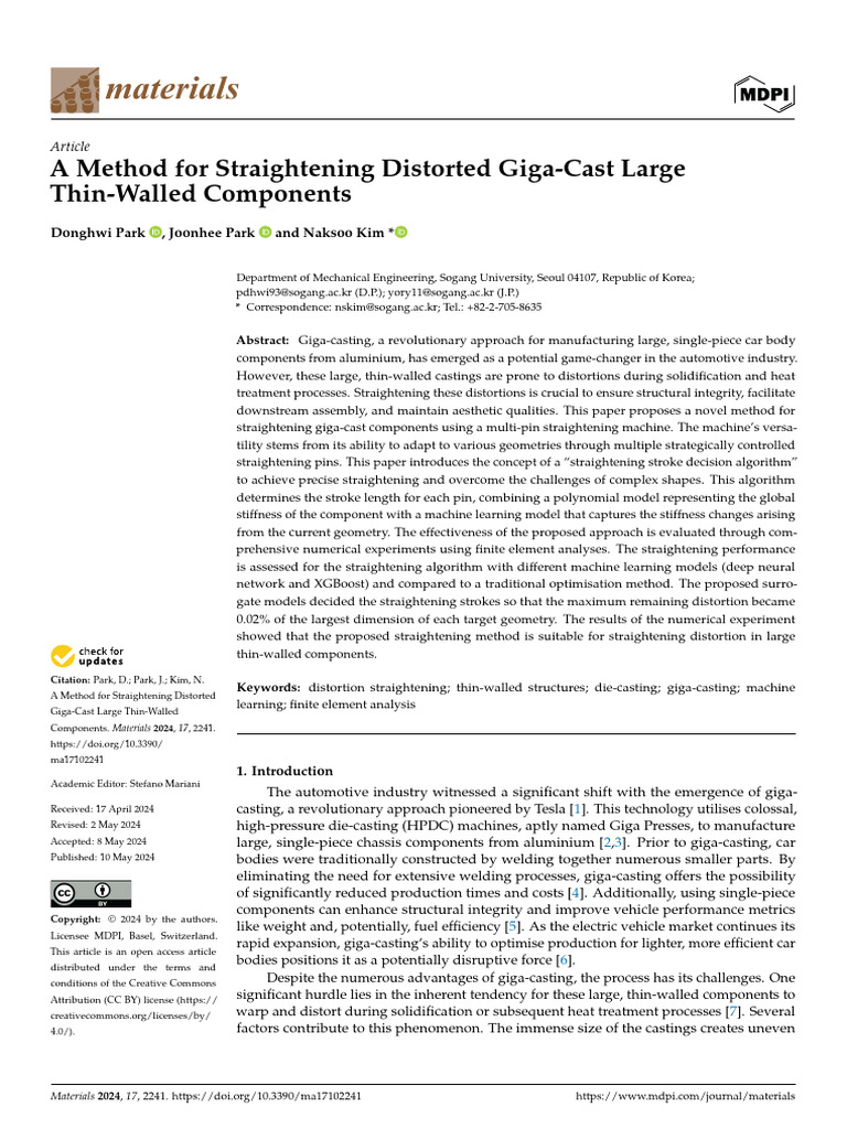 Giga Casting Straightening 2024 | PDF | Deep Learning | Finite Element ...