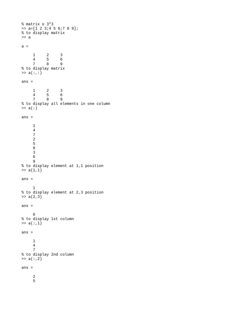 MATLAB 3x3 Matrix Operations Guide | PDF