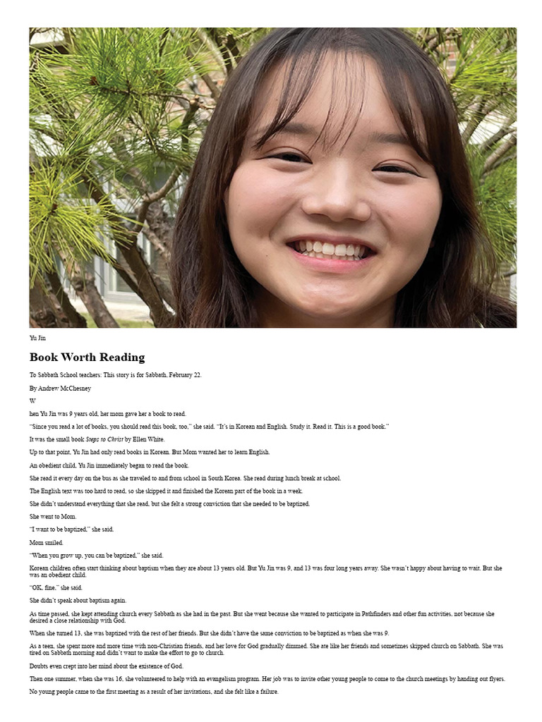 Yu Jin's Journey to Faith and Baptism | PDF | Baptism | Seventh Day ...