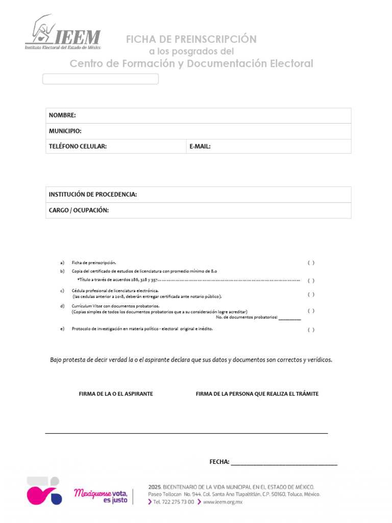 Ficha de Preinscripcion | PDF