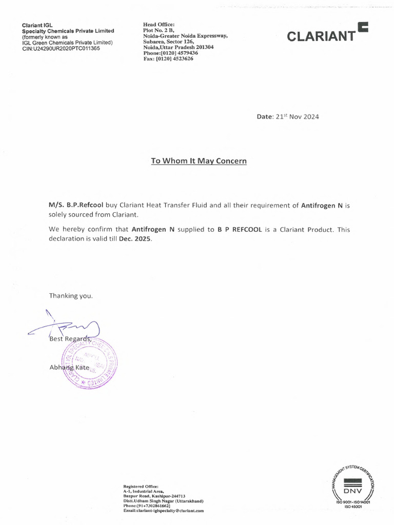 Clariant IR Letter 2025 | PDF