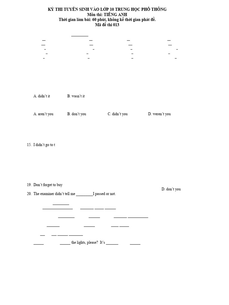 Test 13 - Entrance Exam Practice Test | PDF