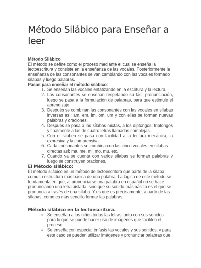 Método Silábico para Enseñar A Leer | PDF