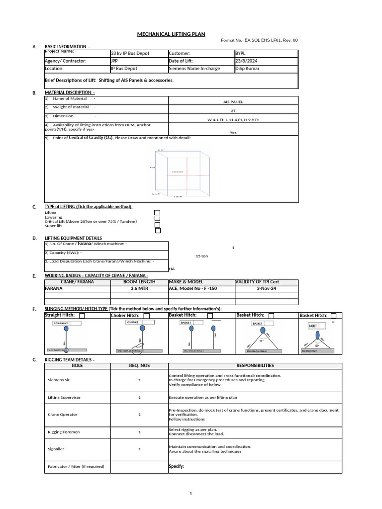 Lifting Plan Format AIS Panel | PDF | Crane (Machine)