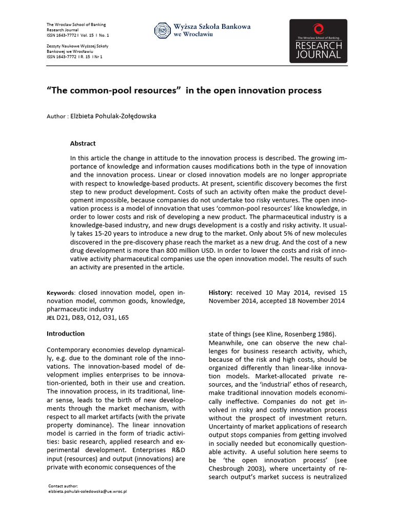 The Common Pool Resources in The o | PDF | Innovation | Science