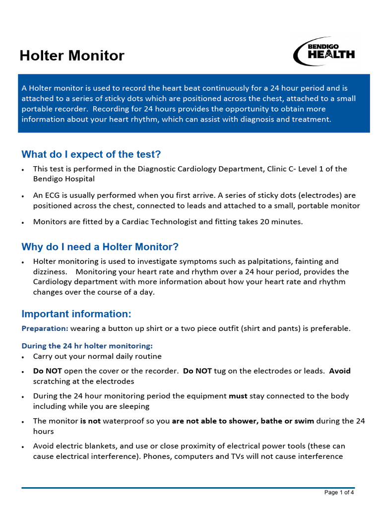 Holter Monitor Patient Information | PDF | Clinical Medicine | Medical ...