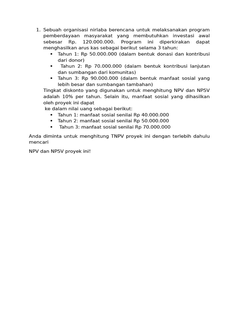 Hitung NPV dan NPSV Program Nirlaba | PDF