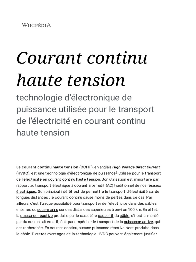 Courant continu haute tension | PDF | Courant continu haute tension ...