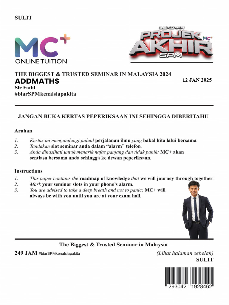Seminar Projek Akhir SPM Addmaths Sir Fathi 12.01.2025 | PDF