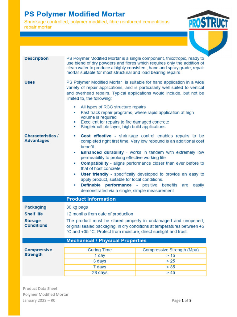 PMM Data Sheet | PDF | Concrete | Materials