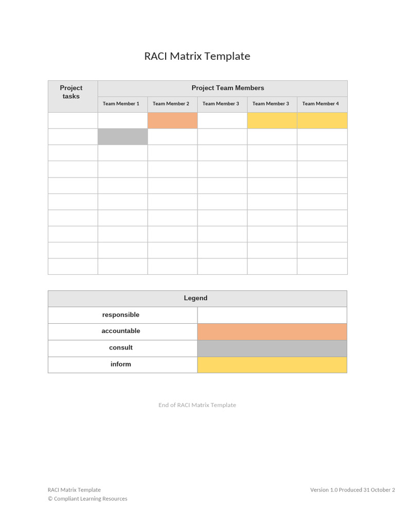 Templates RACI MatrixRACI Matrix Template v1.0 | PDF