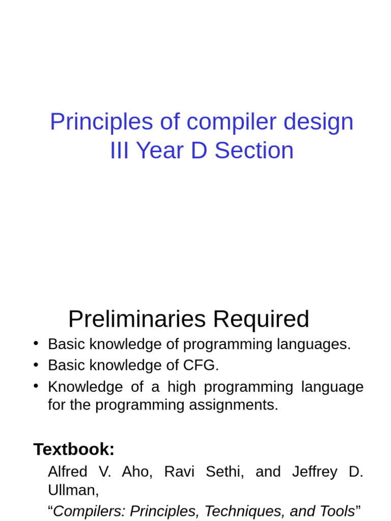 Compiler Design Unit I 2025 | PDF | Compiler | Parsing