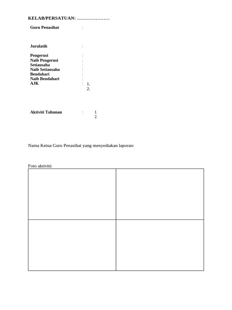 Tapak Laporan Kelab | PDF