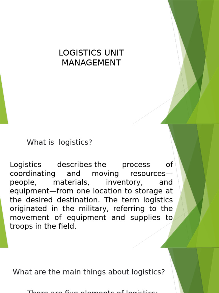 Logistics Unit Management | PDF | Logistics | Warehouse