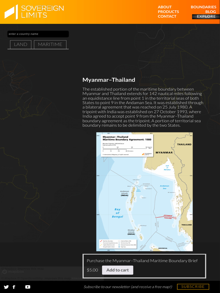 Myanmar-Thailand Maritime Boundary Map | PDF | Territorial Waters ...