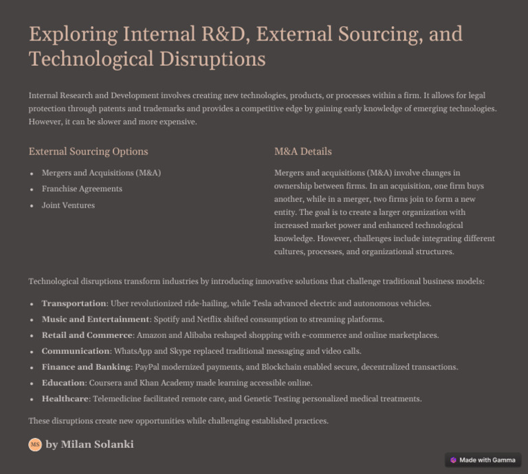 Exploring Internal RandD External Sourcing and Technological ...