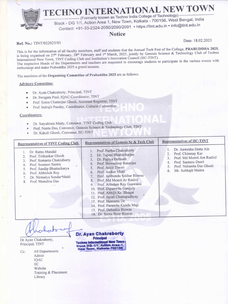 Notice for Annual Tech Fest-2025 | PDF