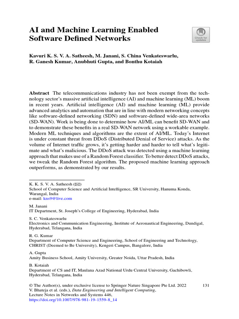 AI and Machine Learning Enabled SDN | PDF | Computer Network | Machine Learning