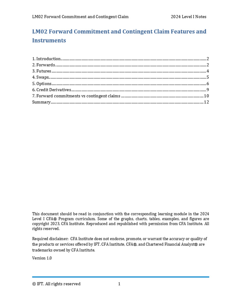 LM02 Forward Commitment and Contingent Claim Features and Instruments ...