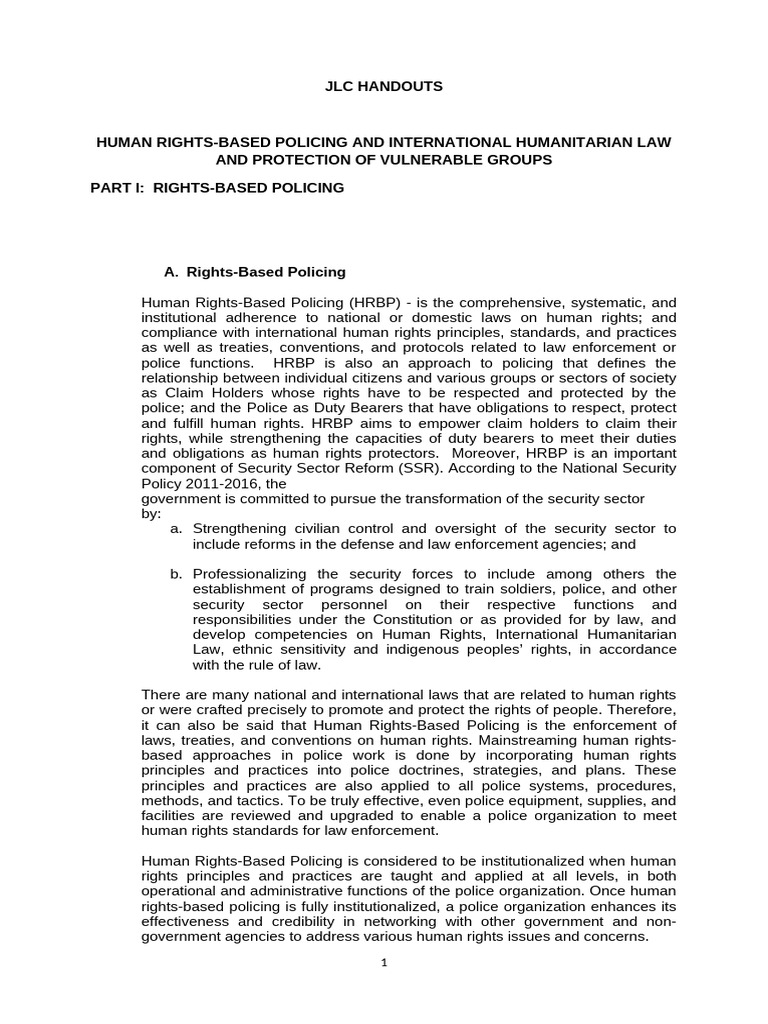 Human Rights-Based Policing Overview | PDF | International Humanitarian ...