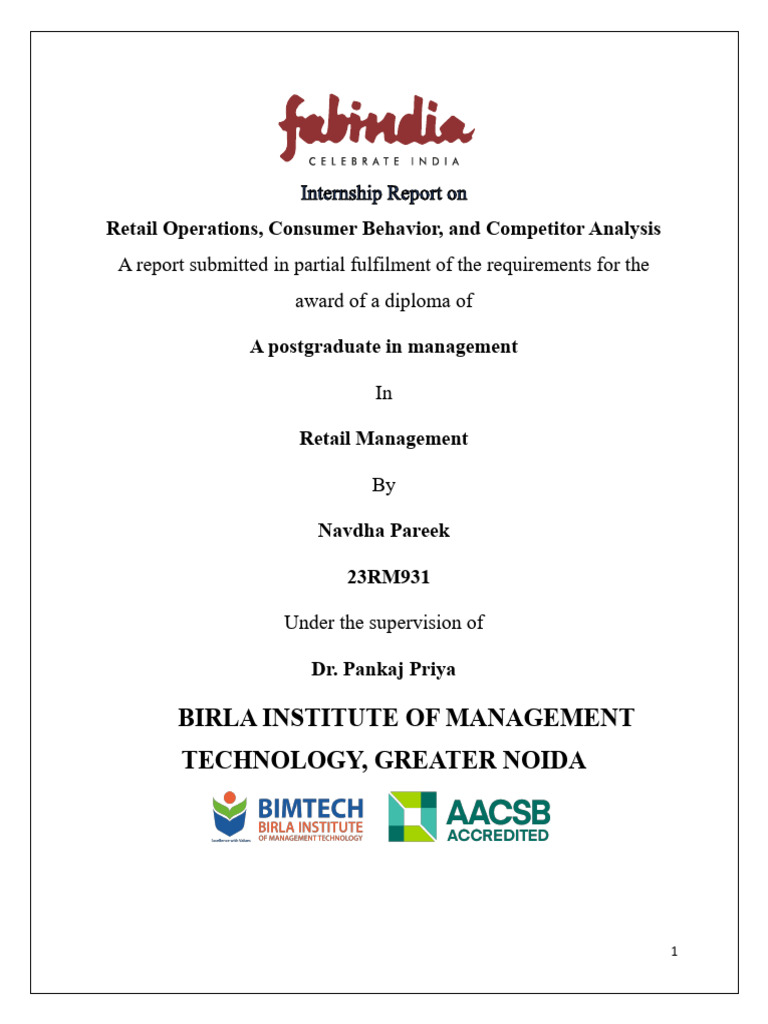 Final Internship Report | PDF | Retail | Qualitative Research