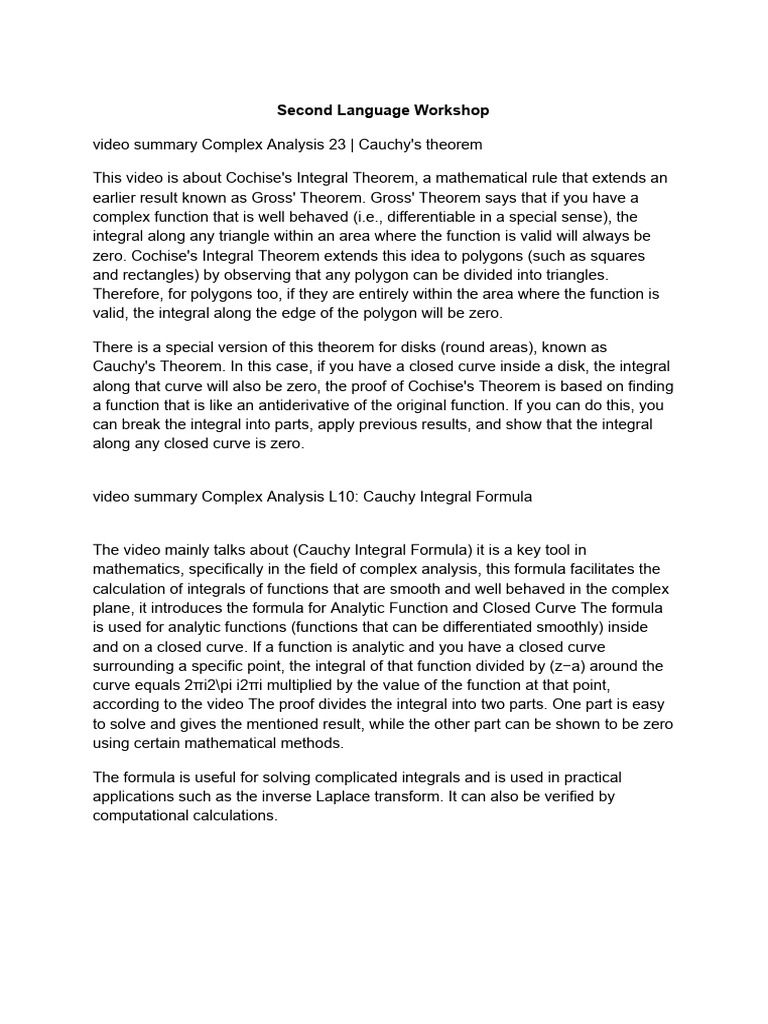 Cauchy's Theorem & Integral Formula | PDF