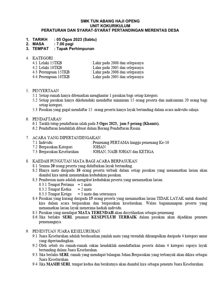 Merentas Desa - Peraturan Dan Syarat 2023 | PDF