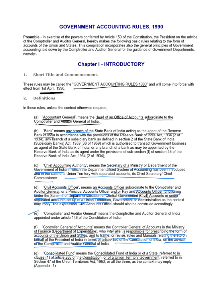 Government Accounting Rules, 1990: Preamble | PDF | Banks | Payments