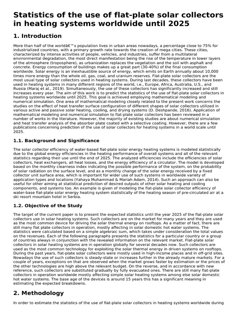 Statistics of The Use of Flat-Plate Solar Collectors in Heating Systems ...
