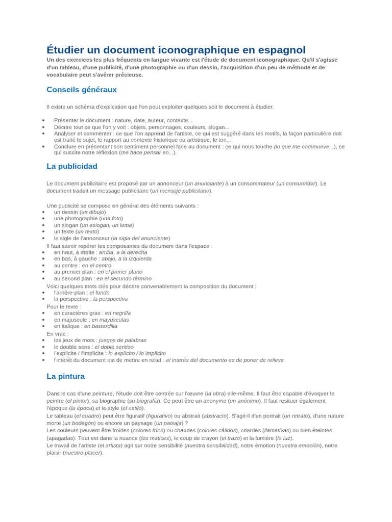Étude de documents iconographiques en espagnol | PDF | Publicité | Arts