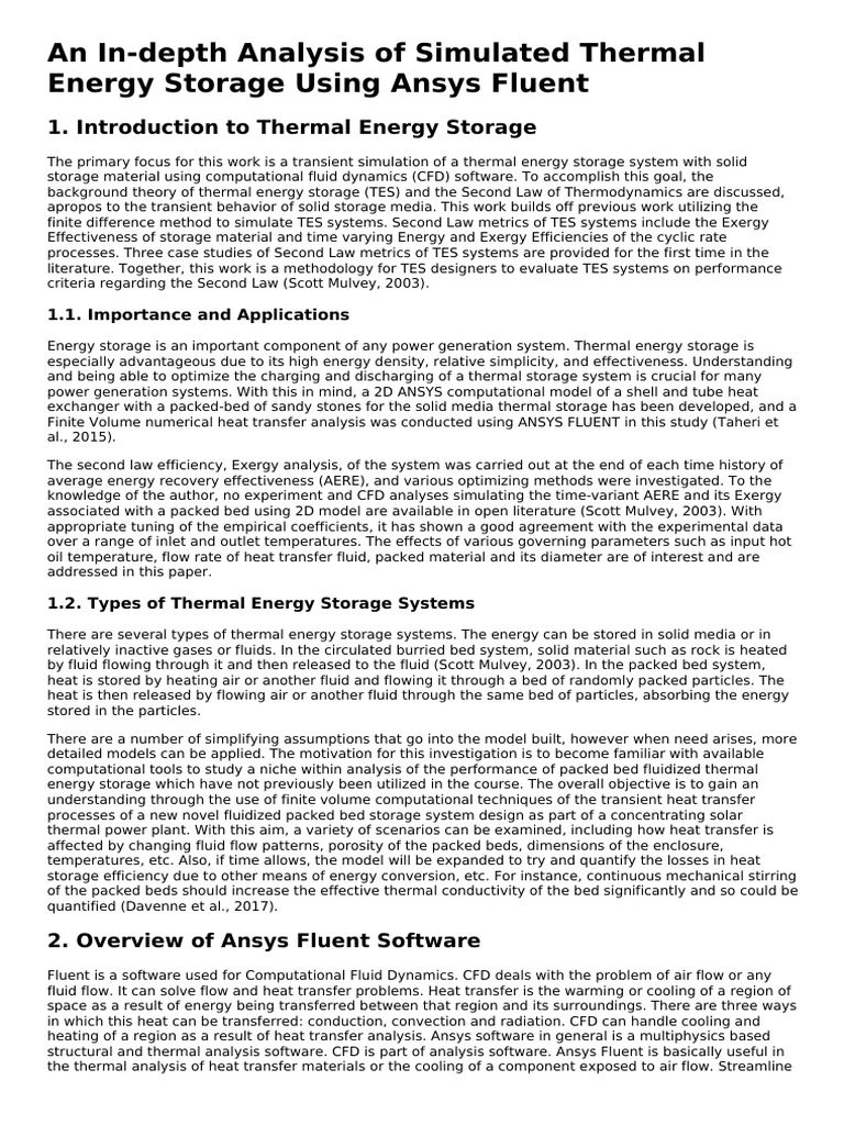 An In-Depth Analysis of Simulated Thermal Energy Storage Using Ansys Fluent | PDF | Heat ...