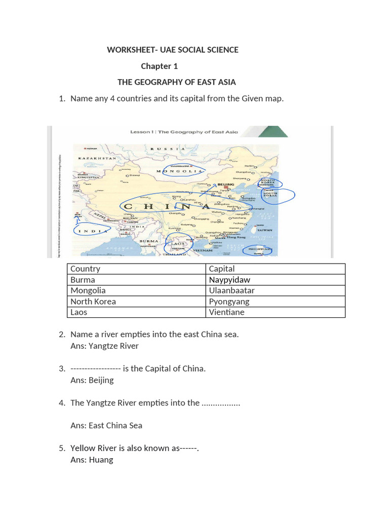 East Asia Geography Worksheet | PDF | China | World Politics