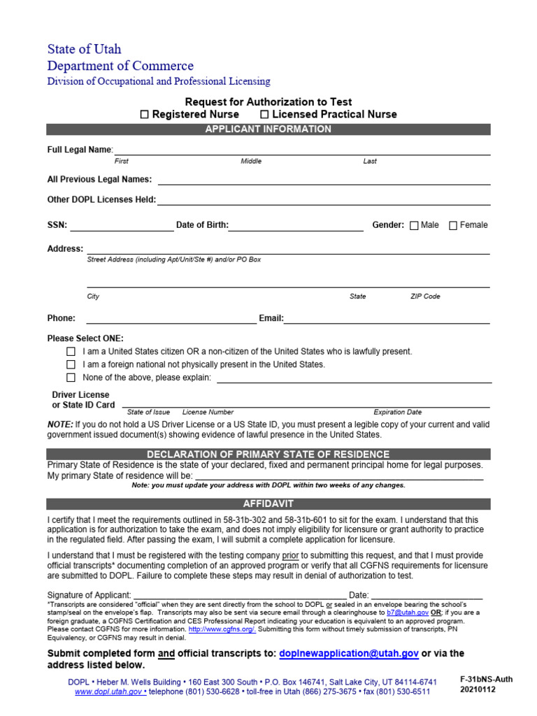 Nurse Request For Authorization To Test | PDF | Driver's License ...