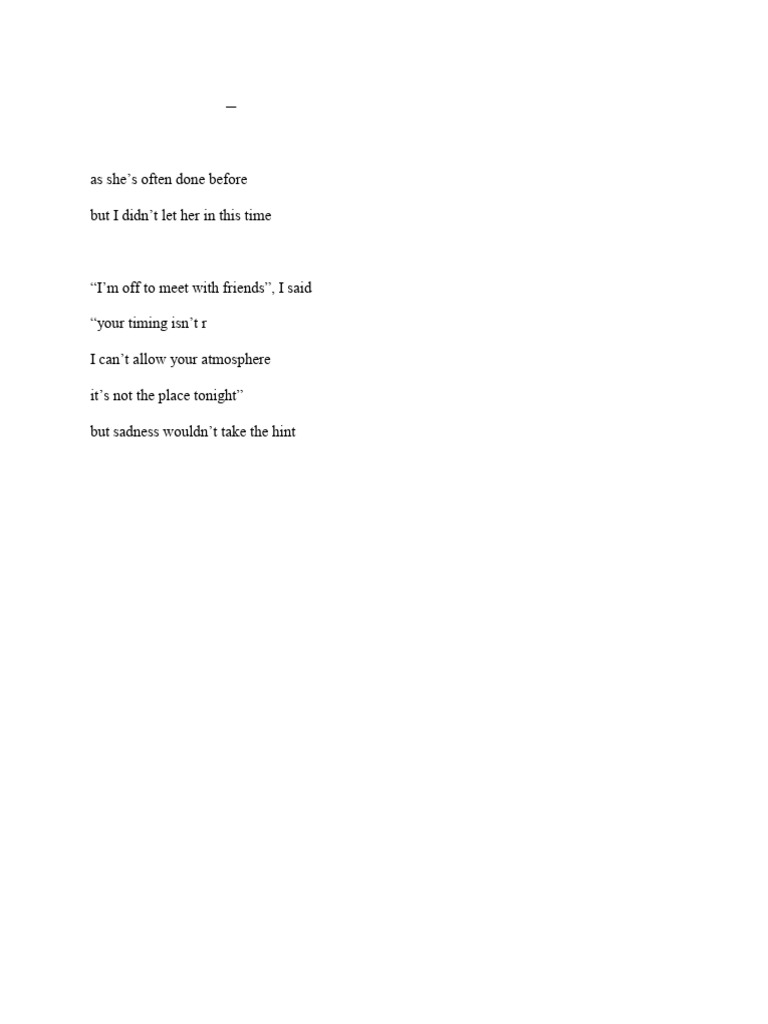 Poem Sadness Comes - Donna Ashworth | PDF