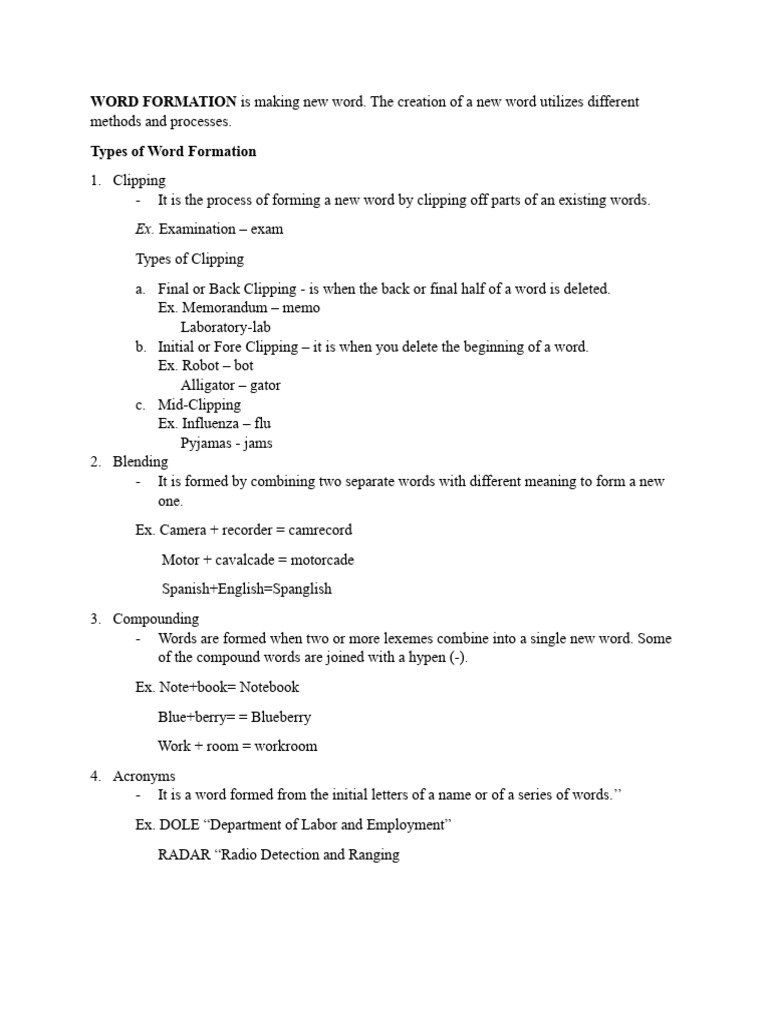 WORD-FORMATION | PDF