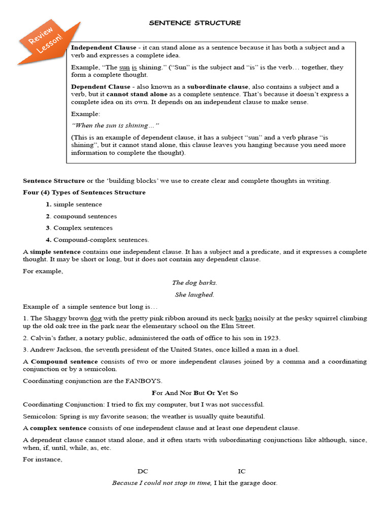 Understanding Sentence Structures | PDF | Syntax | English Grammar