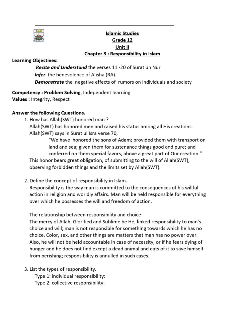 Responsibility in Islam | PDF | God In Islam | Surah